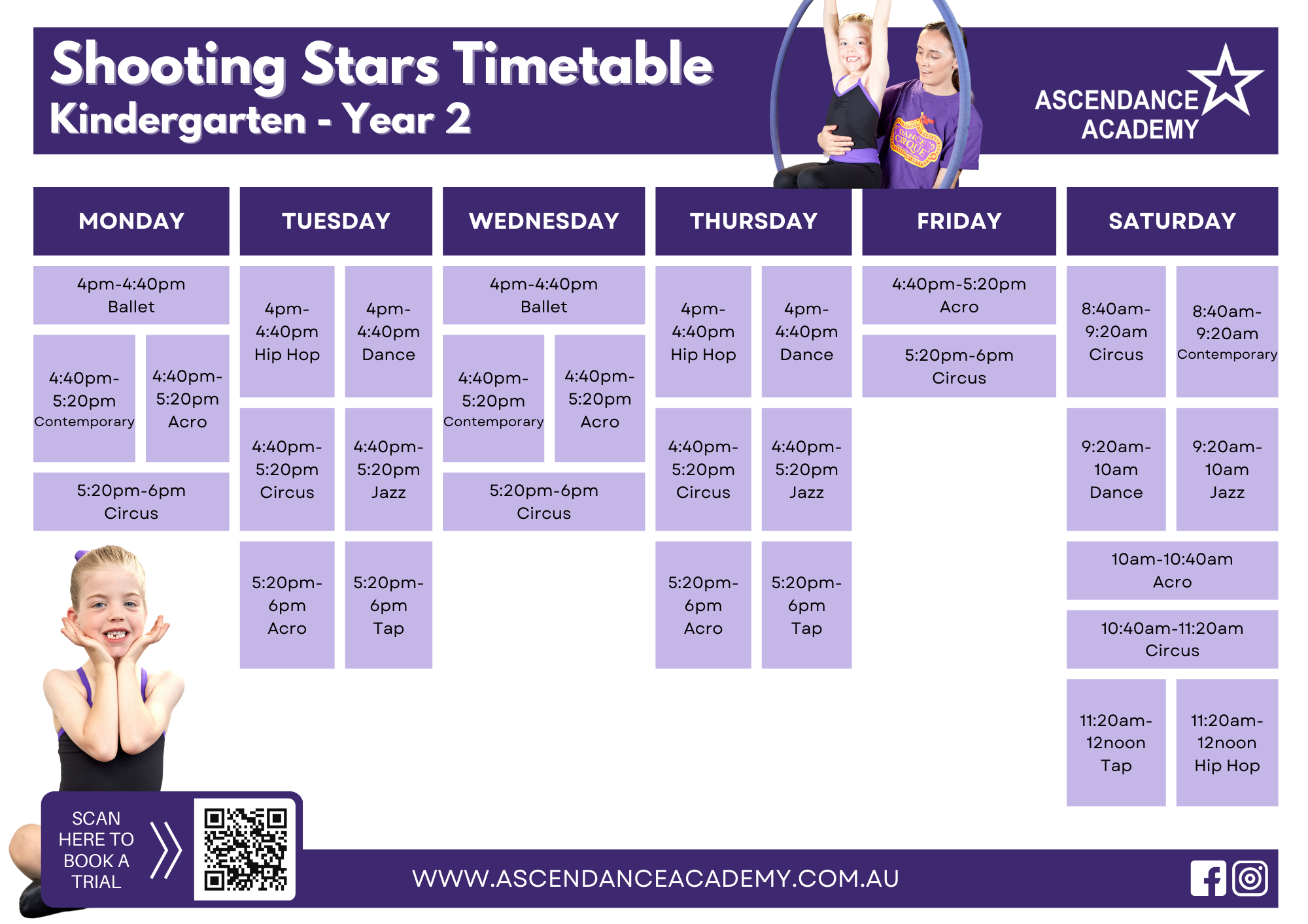 Our Classes Timetable | Ascendence Academy | Caringbah