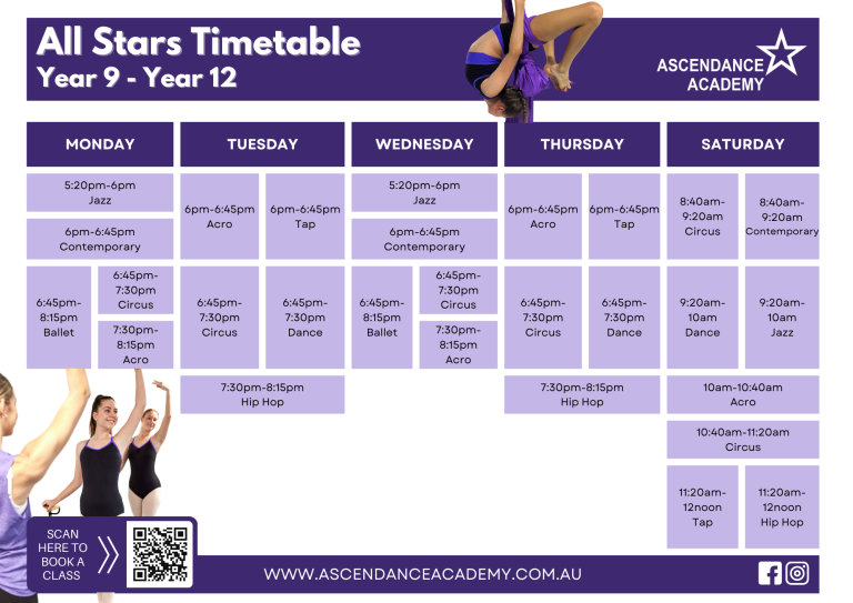 Our Classes Timetable | Ascendence Academy | Caringbah